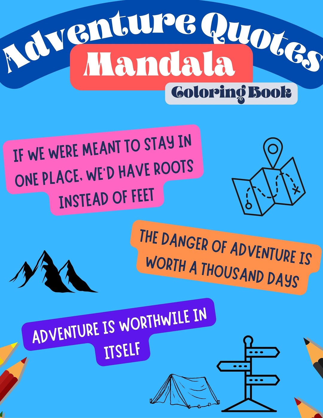 Mandala Adventure Quotes Coloring Book Pages for Everyone Gift 25 ...