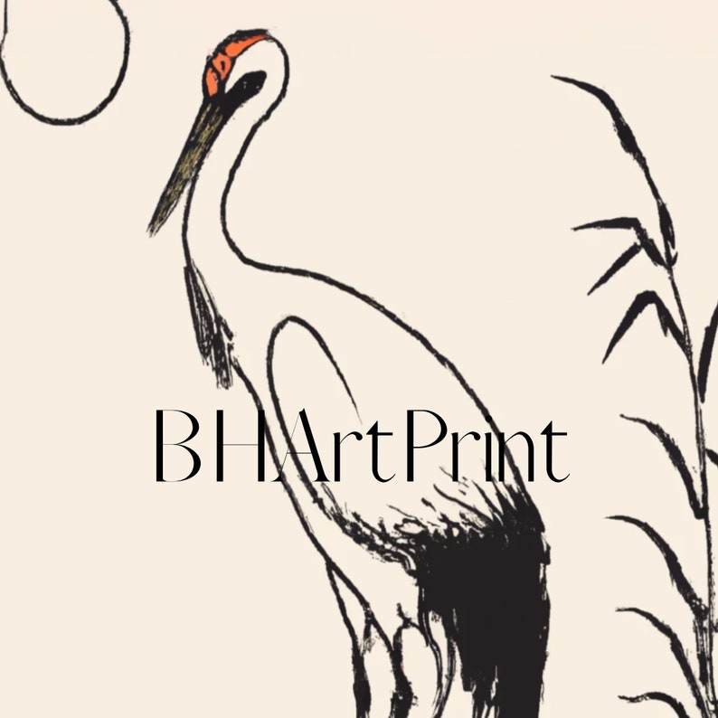 Elegant Crane-ukiyo-e Style ,japanese Ukiyo-e Style Digital Prints ...