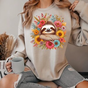 Sloth Lover Png ,floral Sloth Shirt ,animal Shirt,cute Sloth T-shirt ...