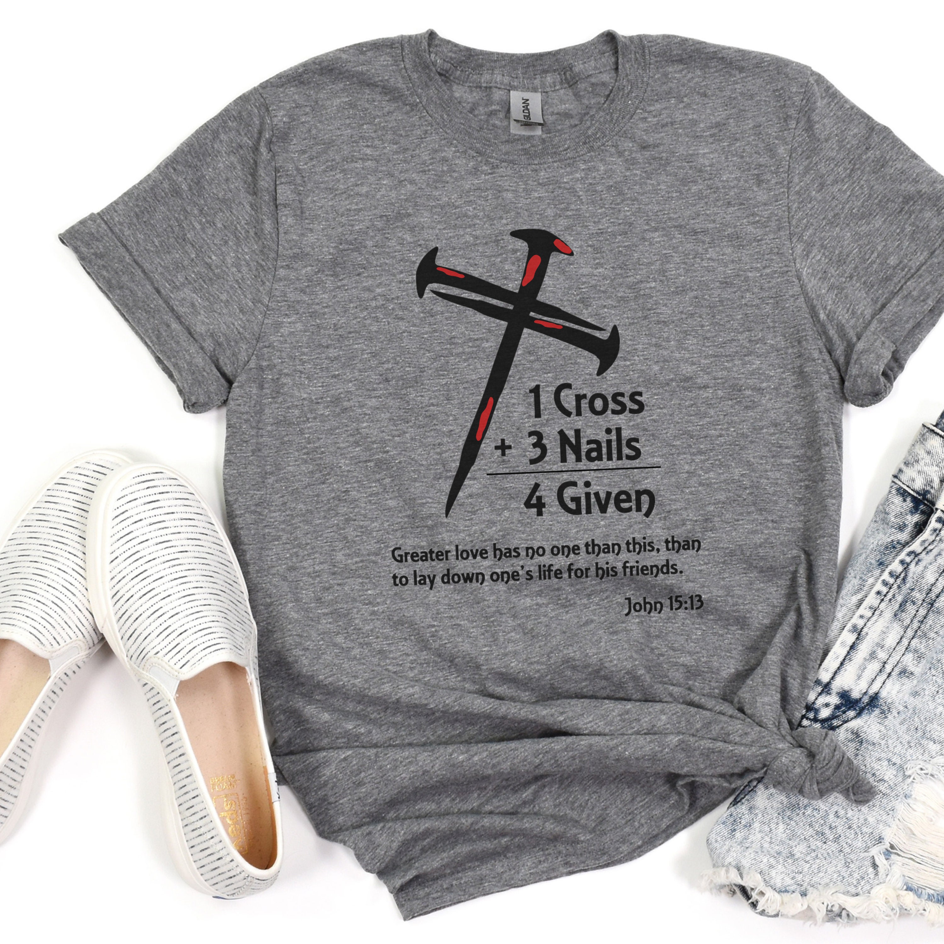 Christian T-shirt 1 Cross + 3 Nails = 4 Given Unisex - Etsy
