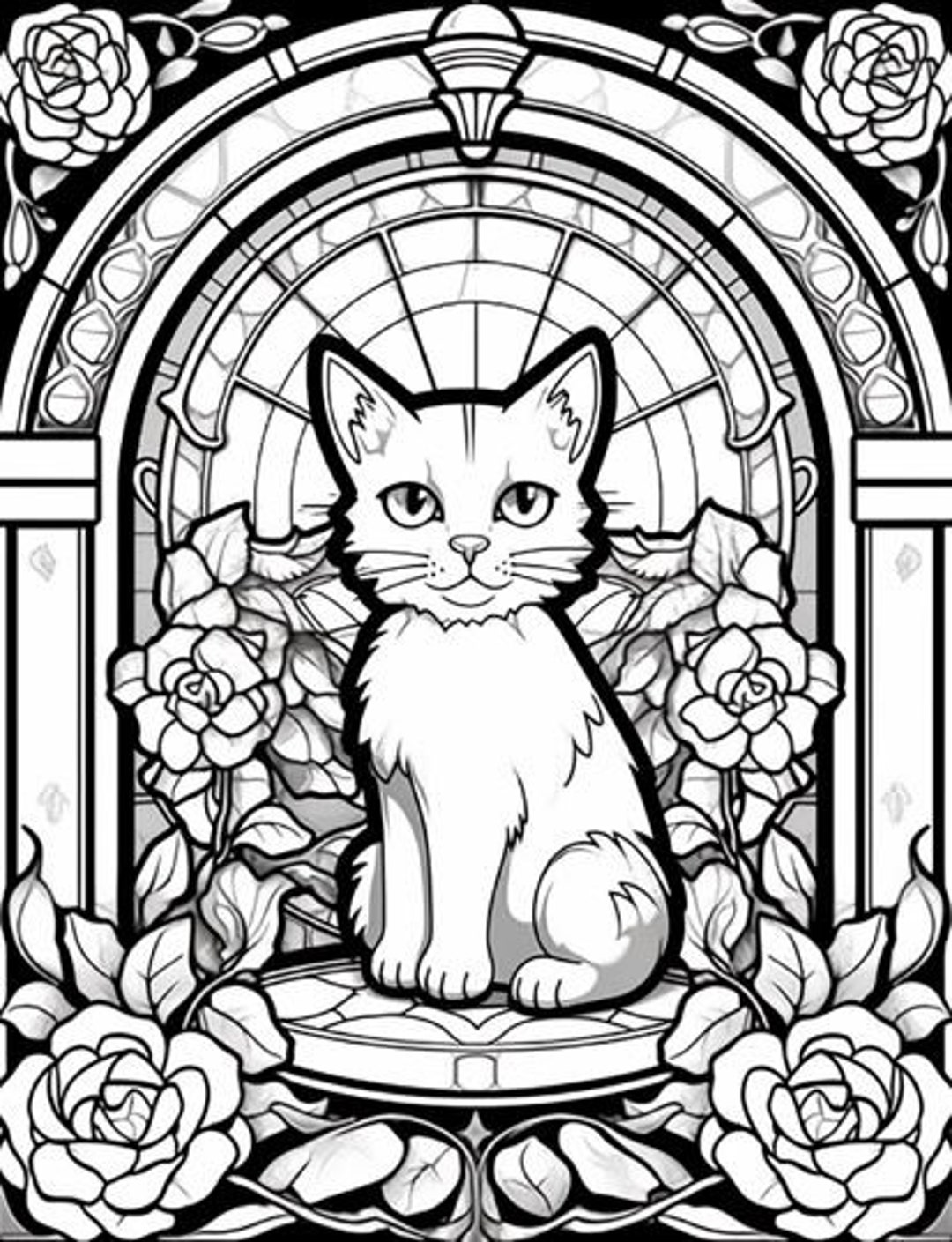 Vol. 1 5 Printable Stained Glass Halloween Cats Coloring Pages - Etsy