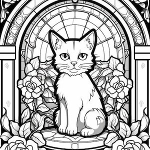 Vol. 1 5 Printable Stained Glass Halloween Cats Coloring Pages - Etsy