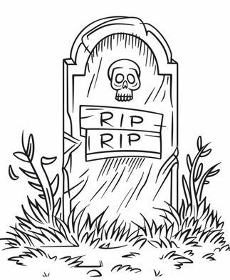 5 Halloween Tombstone Headstone Graves Coloring Pages - Etsy