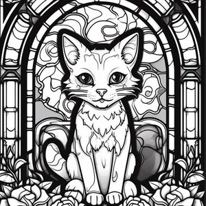 Vol. 1 5 Printable Stained Glass Halloween Cats Coloring Pages - Etsy