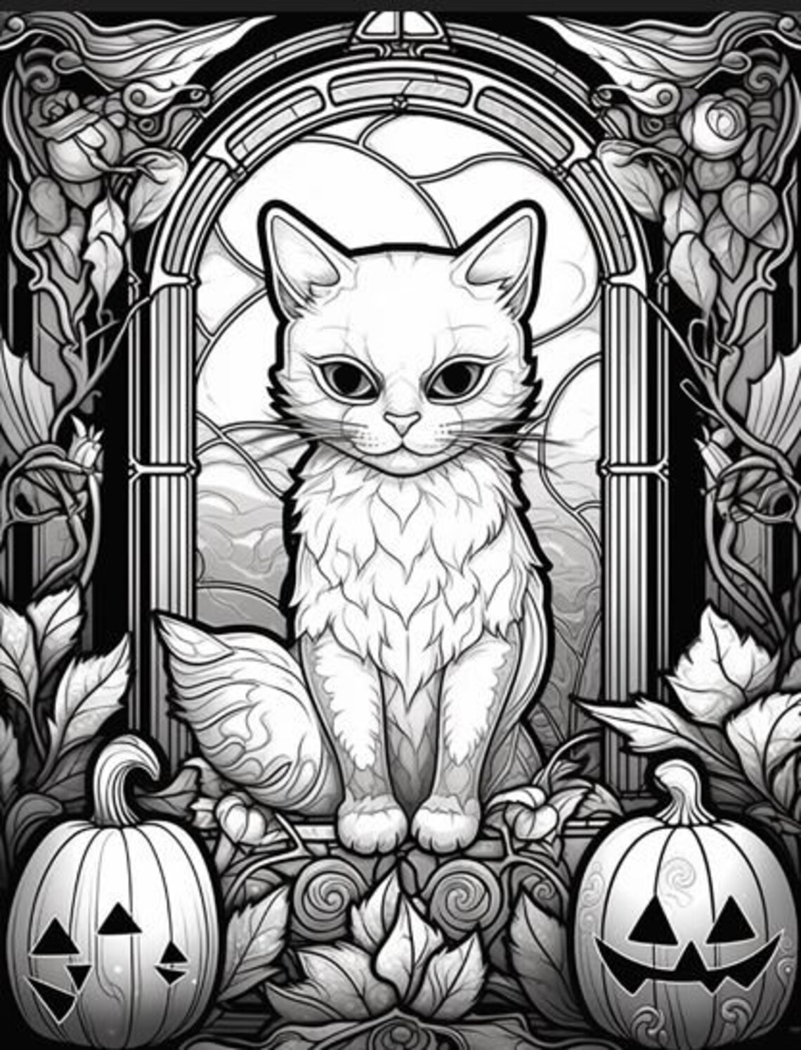 Vol. 1 5 Printable Stained Glass Halloween Cats Coloring Pages - Etsy