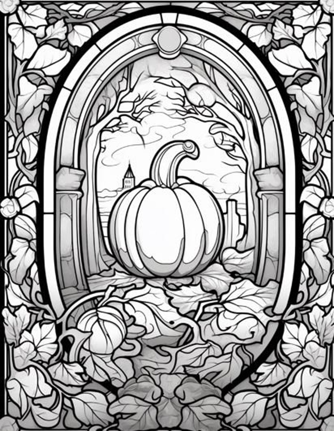 5 Printable Stained Glass Halloween Pumpkin Adult Coloring Pages - Etsy