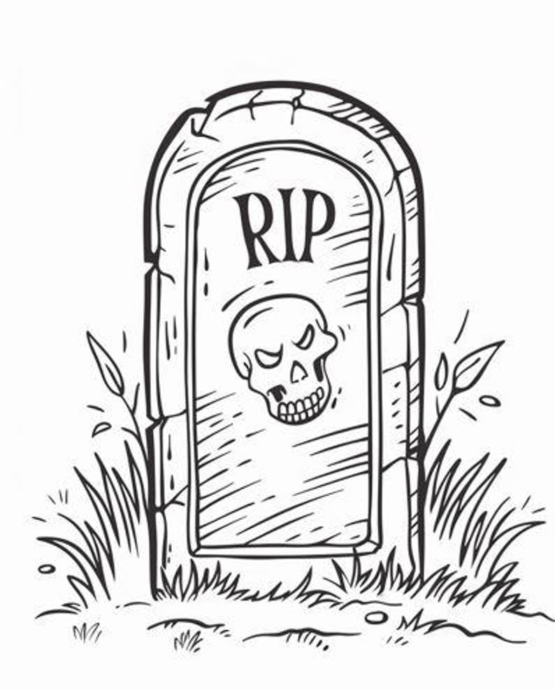 5 Halloween Tombstone Headstone Graves Coloring Pages - Etsy