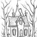 5 Halloween Haunted House Coloring Pages - Etsy