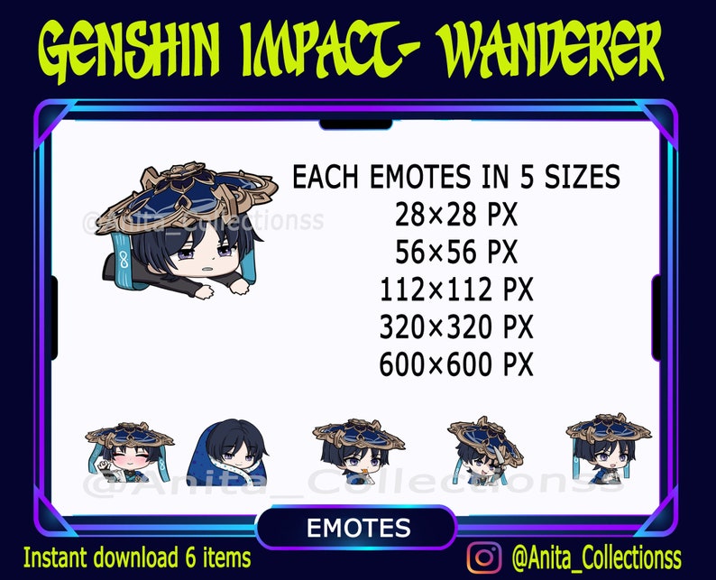 Genshin Impact Chibi Emotes Twitch / Kawaii Cute Stream Emoji - Etsy España