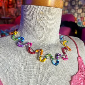 Rainbow Worm Chain Necklace - Etsy
