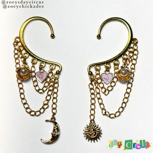 Enchanting Golden Sun and Moon Ear Cuffs - Etsy