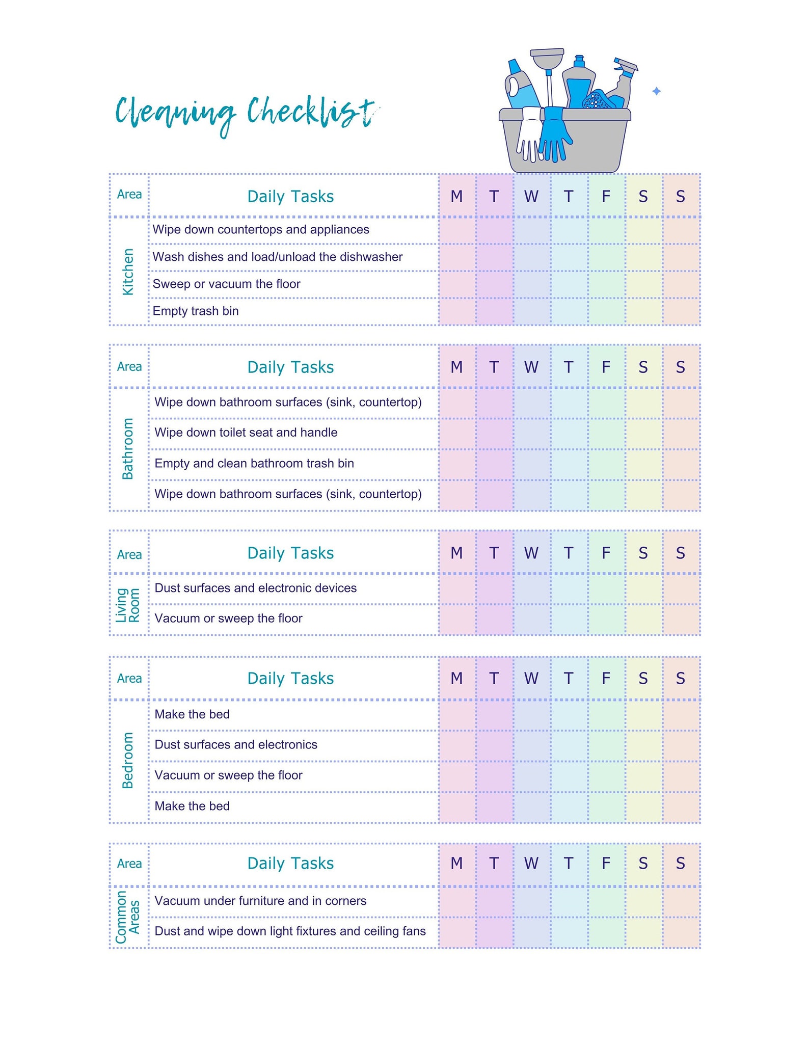 Weekly and Monthly Household Cleaning Checklist - Etsy