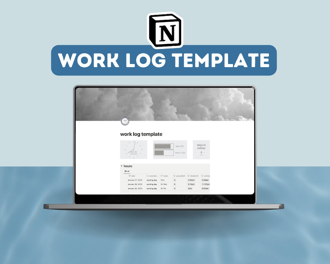 Simple Work Log Notion Template Timesheet Work From Home Hours Tracker ...
