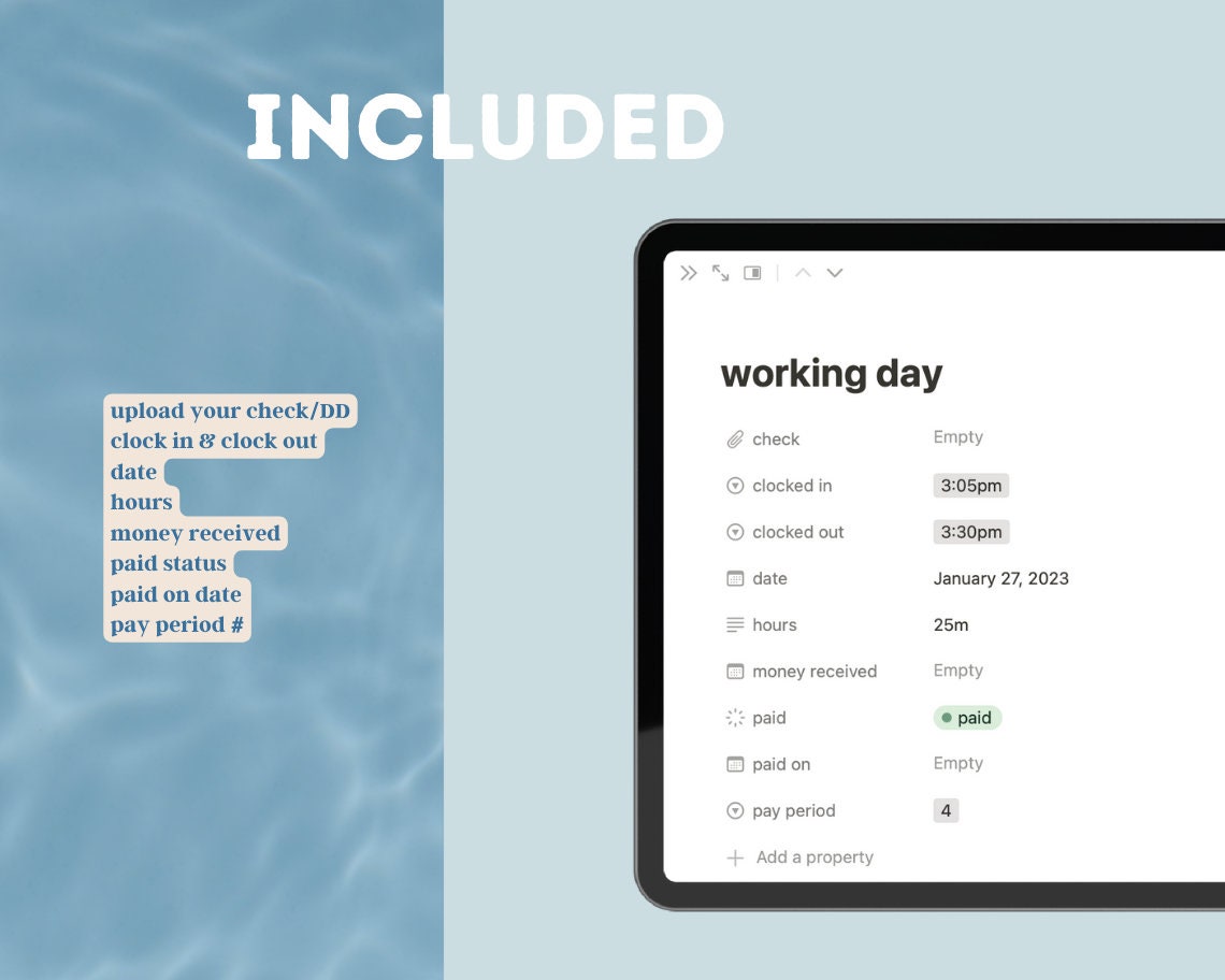 Simple Work Log Notion Template Timesheet Work From Home Hours Tracker ...