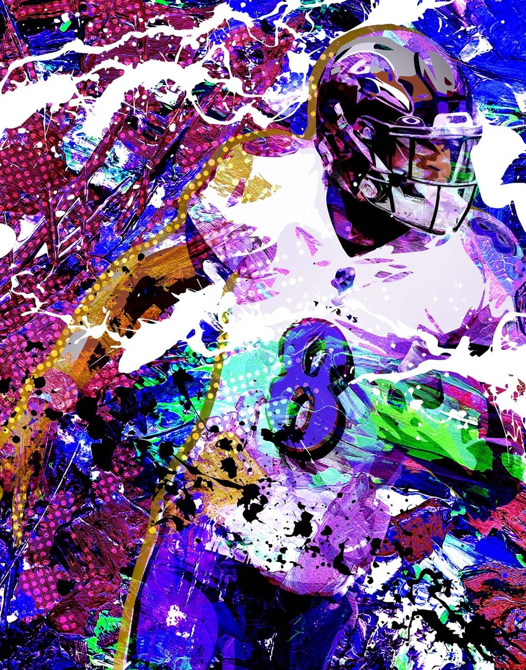 Lamar Jackson, Baltimore Ravens: Art Print, Canvas Print, Man Cave ...