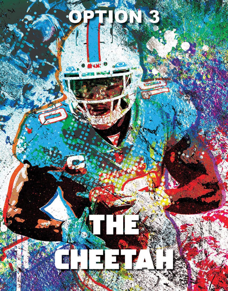 Tyreek Hill, Miami Dolphins: Art Print, Canvas Print, Man Cave ...