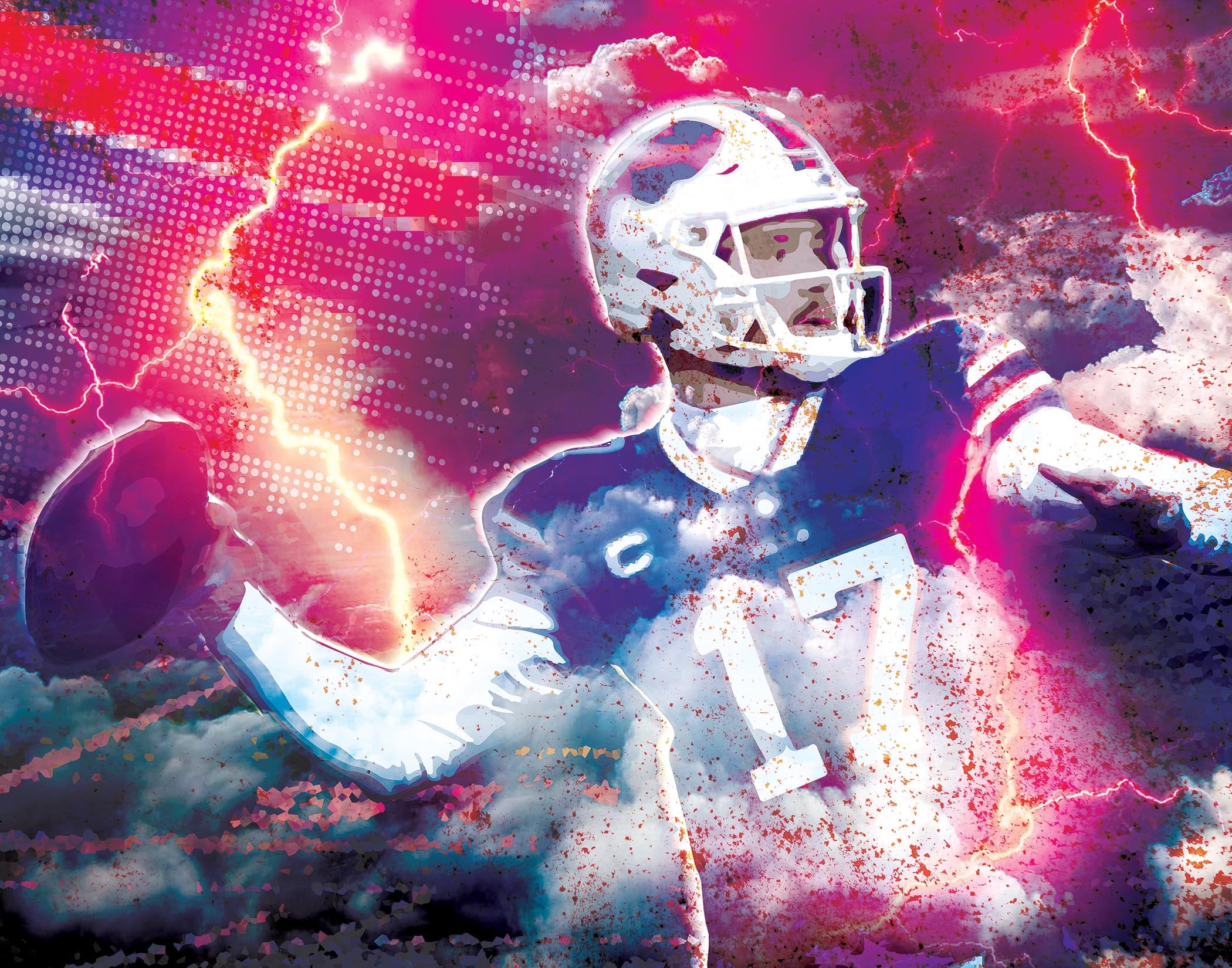 Josh Allen, Buffalo Bills: Art Print, Canvas Print, Man Cave, Football ...