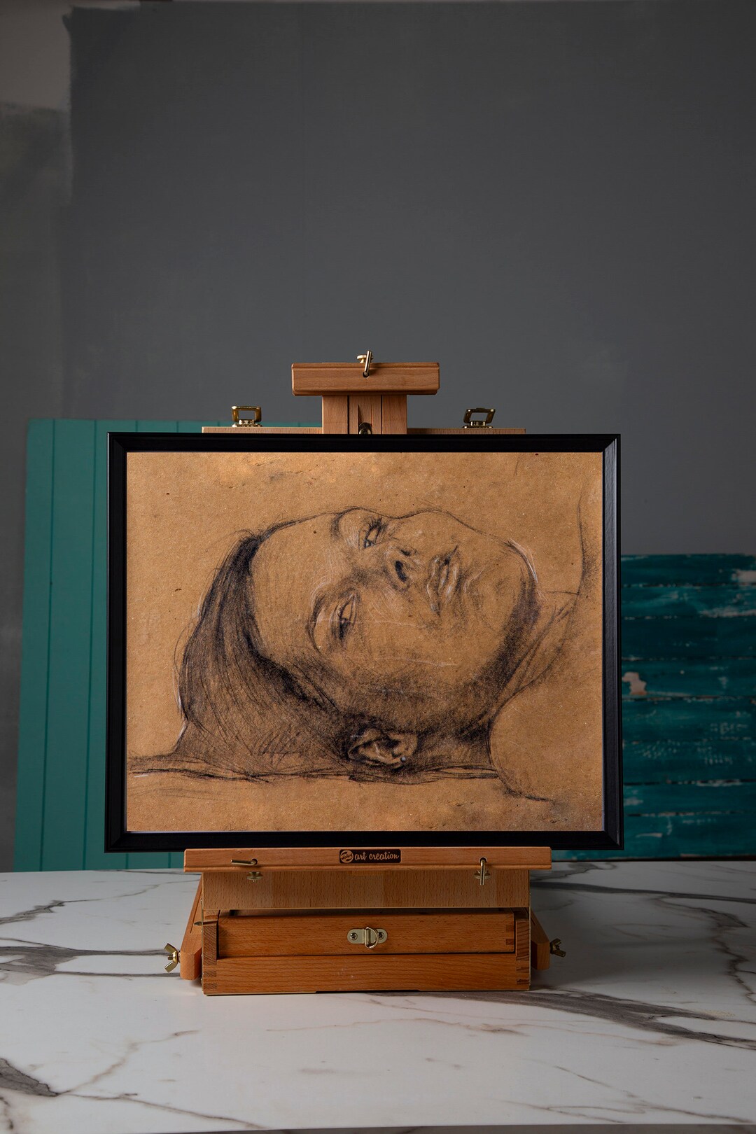 Laying Woman, Portrait Pencil Graphite Drawing Artwork Vintage Feel ...