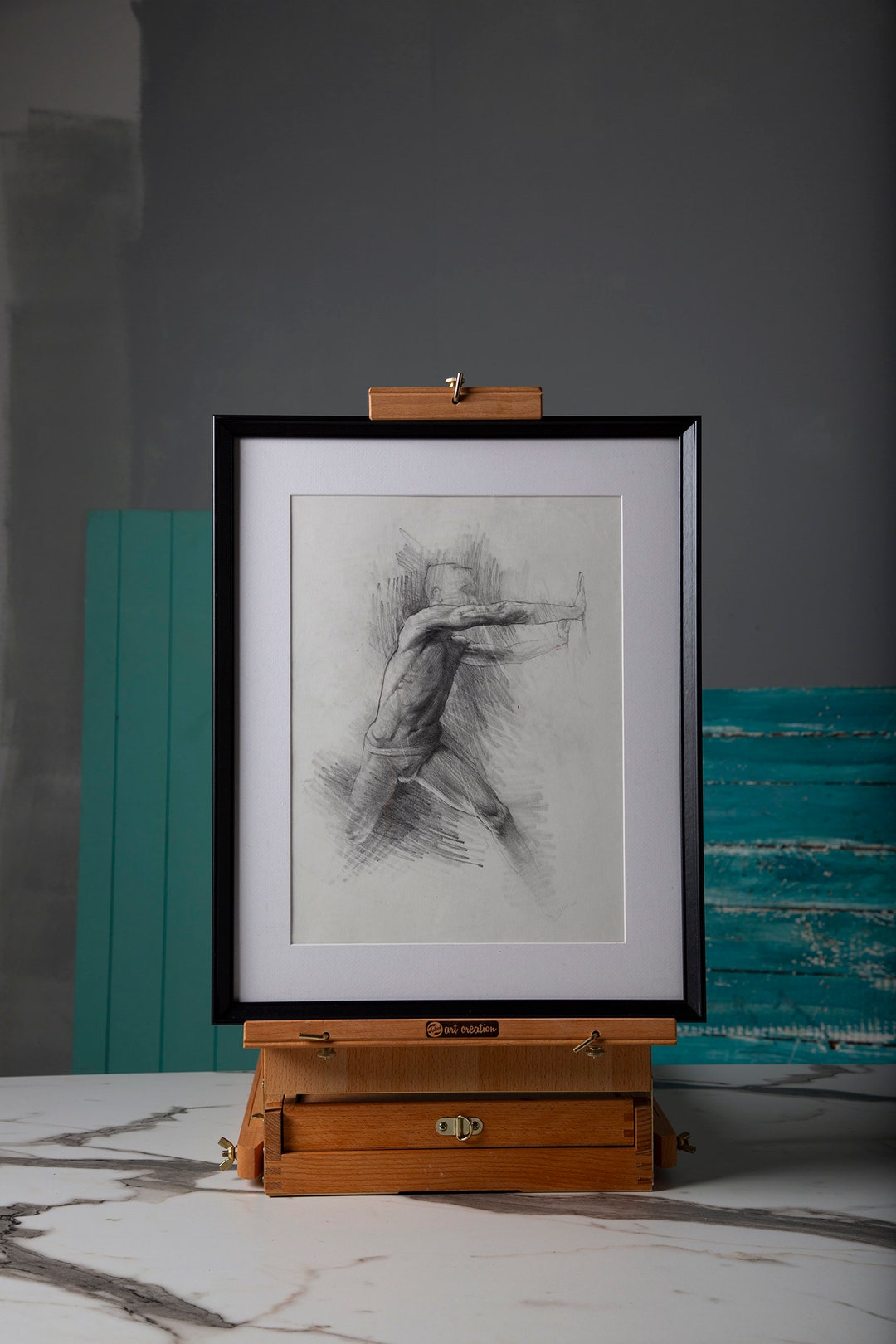 Dynamic Series Second Graphite Pencil Drawing Figurative Artwork Male ...