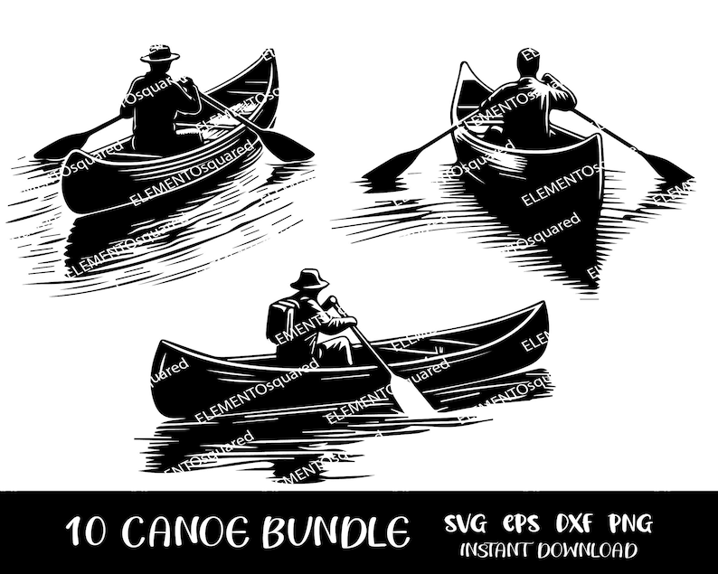 CANOE Bundle SVG, Png, Eps, Dxf, Adventure Svg Canoe Silhouette Png ...