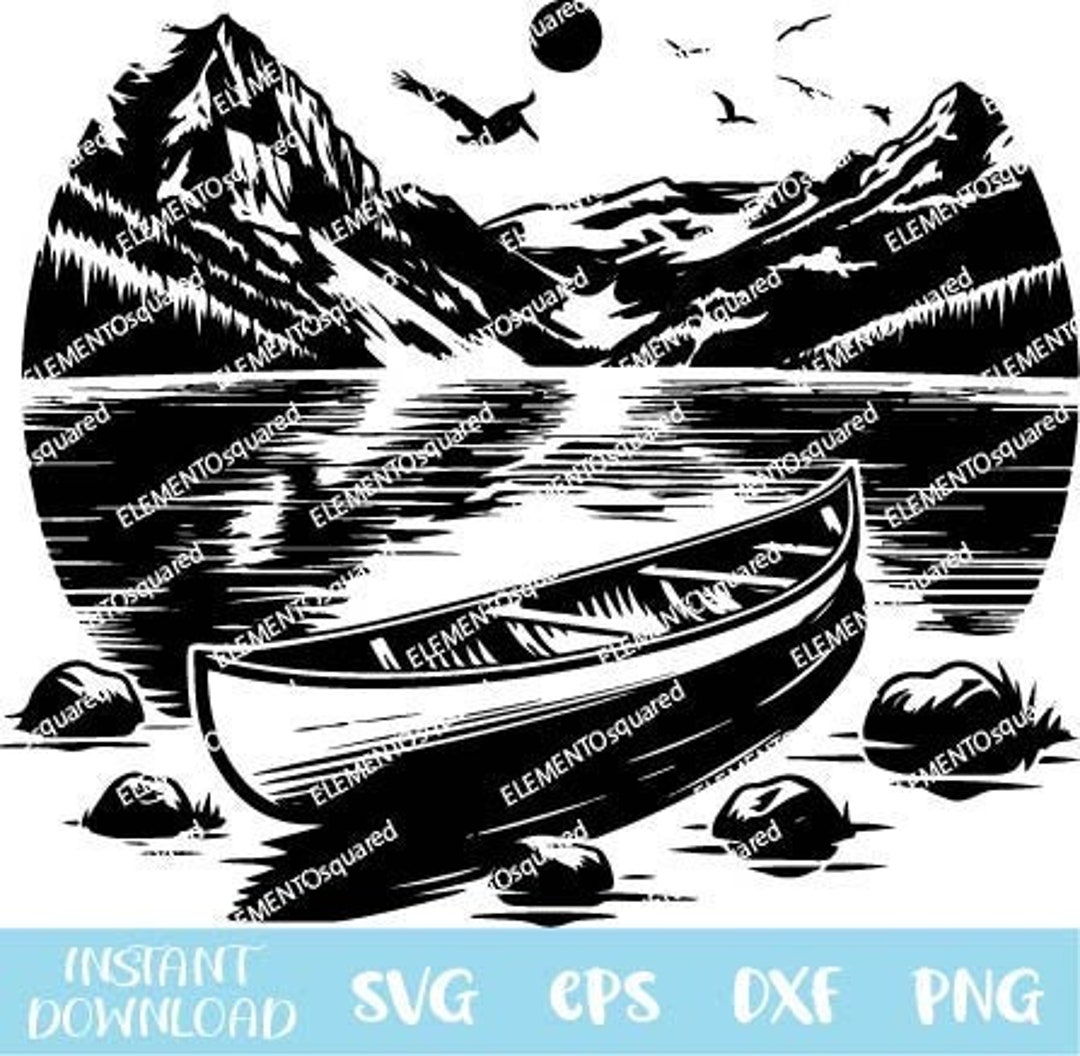 LAKE Scene SVG, Lake Scene Eps, Lake Scene Png, Lake Scene Dxf, CANOE ...