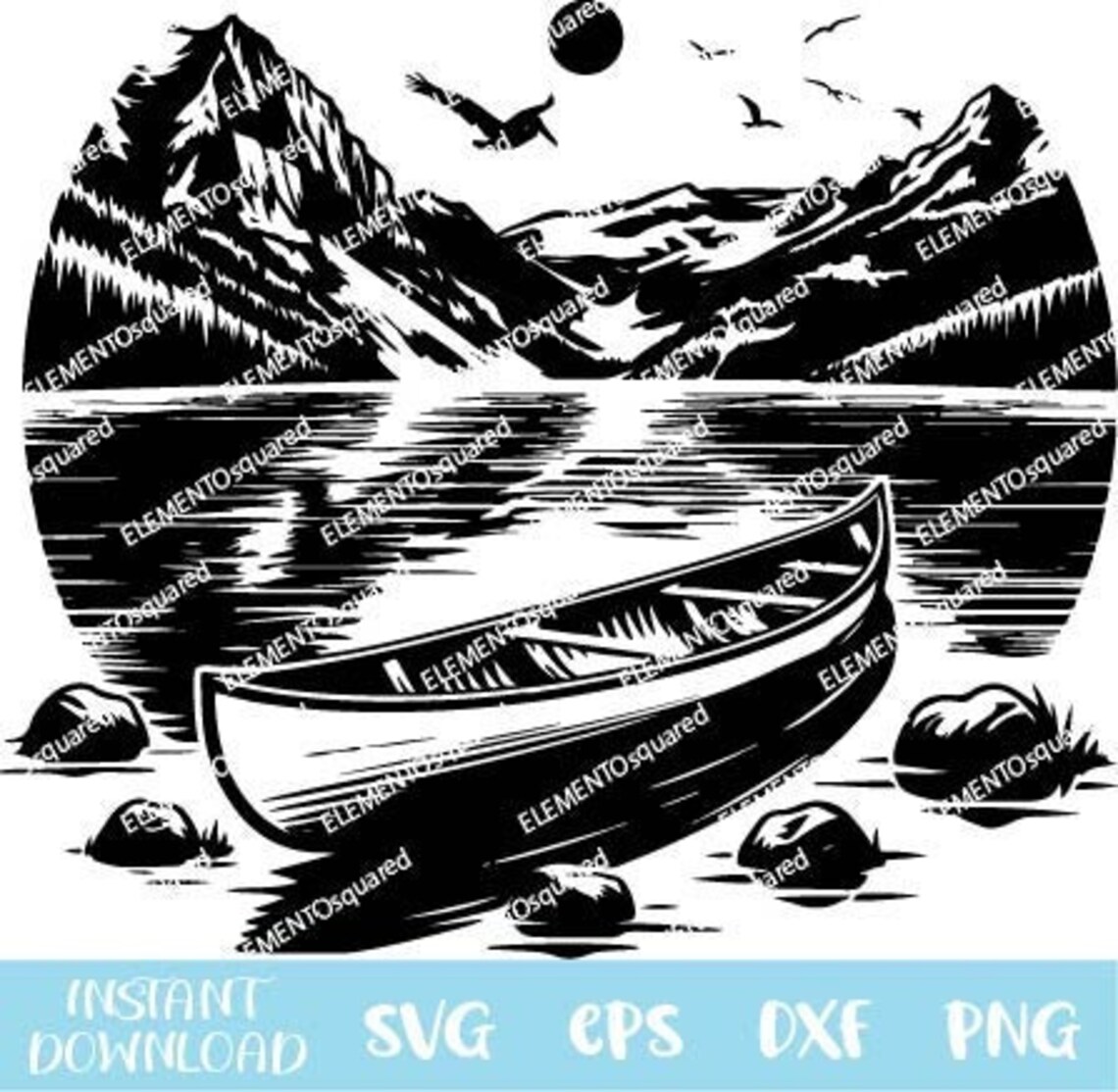 LAKE Scene SVG, Lake Scene Eps, Lake Scene Png, Lake Scene Dxf, CANOE ...