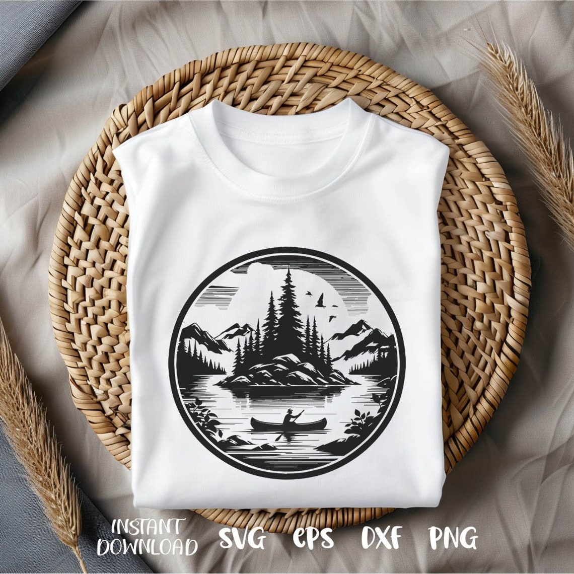 LAKE Scene SVG, Lake Scene Eps, Lake Scene Png, Lake Scene Dxf, CANOE ...