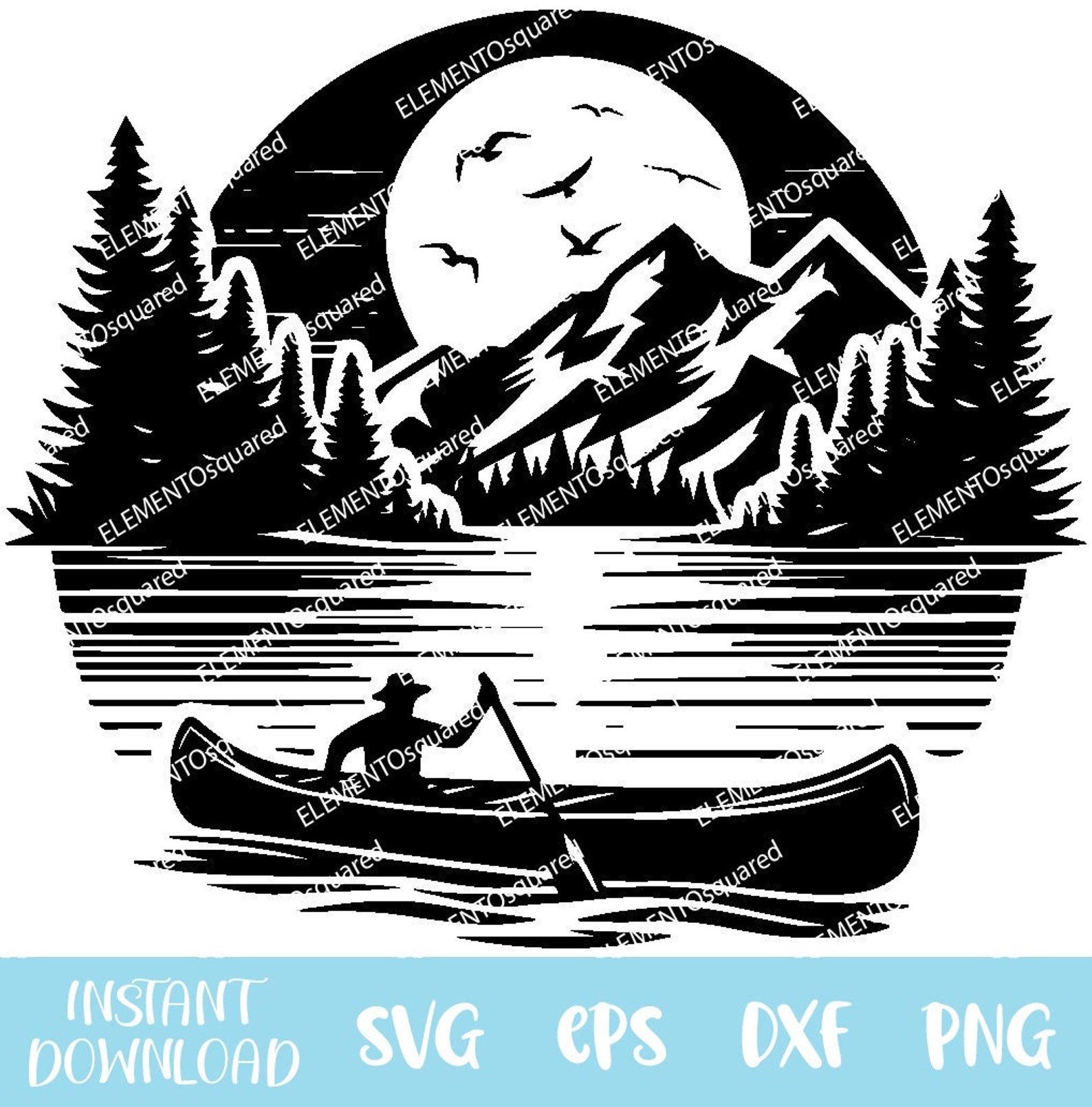 LAKE Scene SVG, Lake Scene Eps, Lake Scene Png, Lake Scene Dxf, CANOE ...