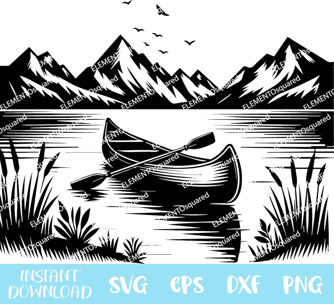 LAKE Scene SVG, Lake Scene Eps, Lake Scene Png, Lake Scene Dxf, CANOE ...