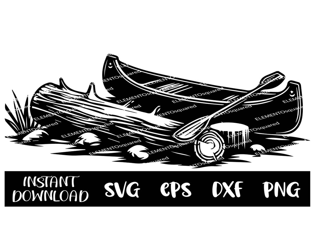 CANOE With Log Clipart SVG, Eps, Png, Dxf, Canoeing Silhouette, Canoe ...