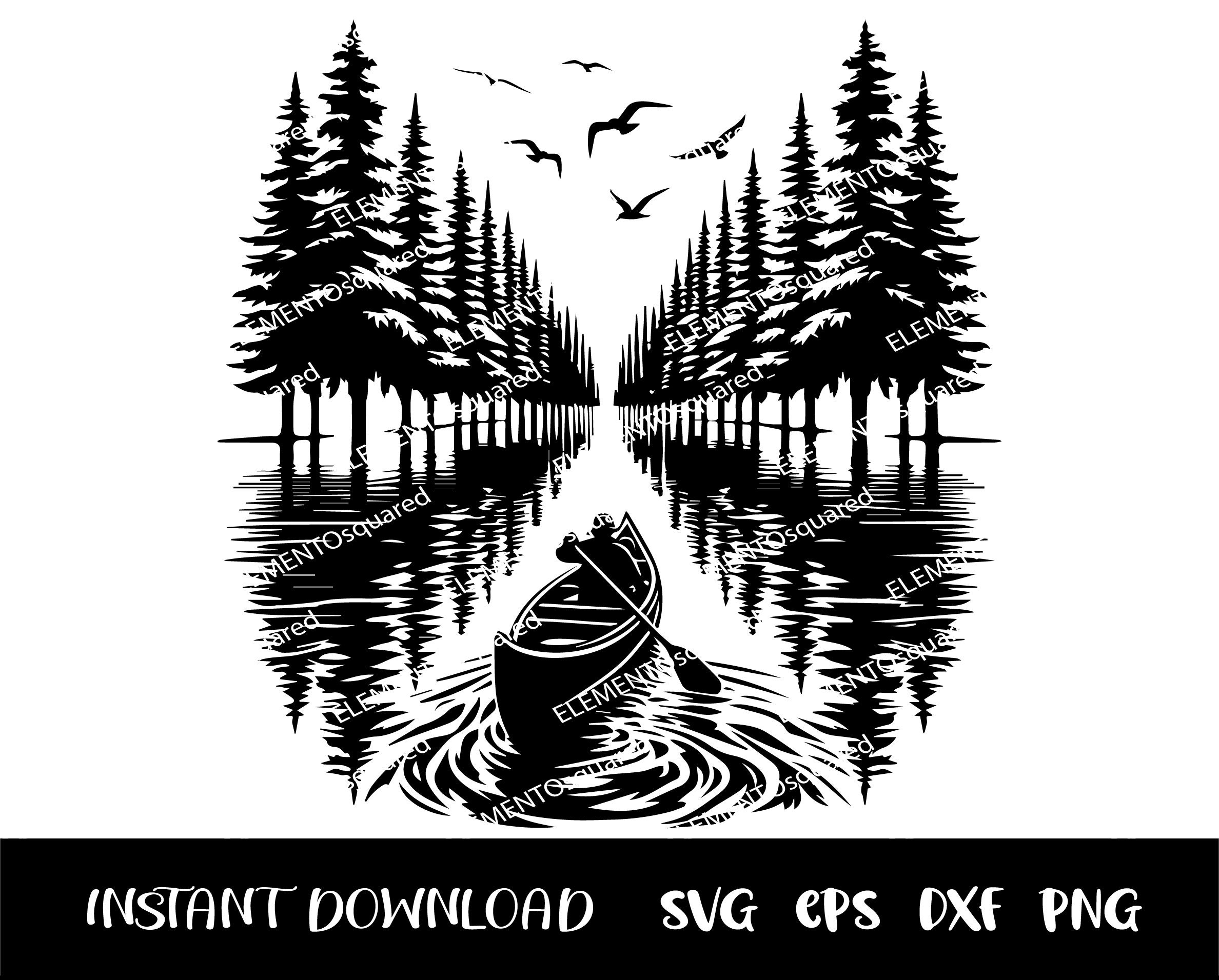 LAKE Scene SVG, Lake Scene Eps, Lake Scene Png, Lake Scene Dxf, CANOE ...