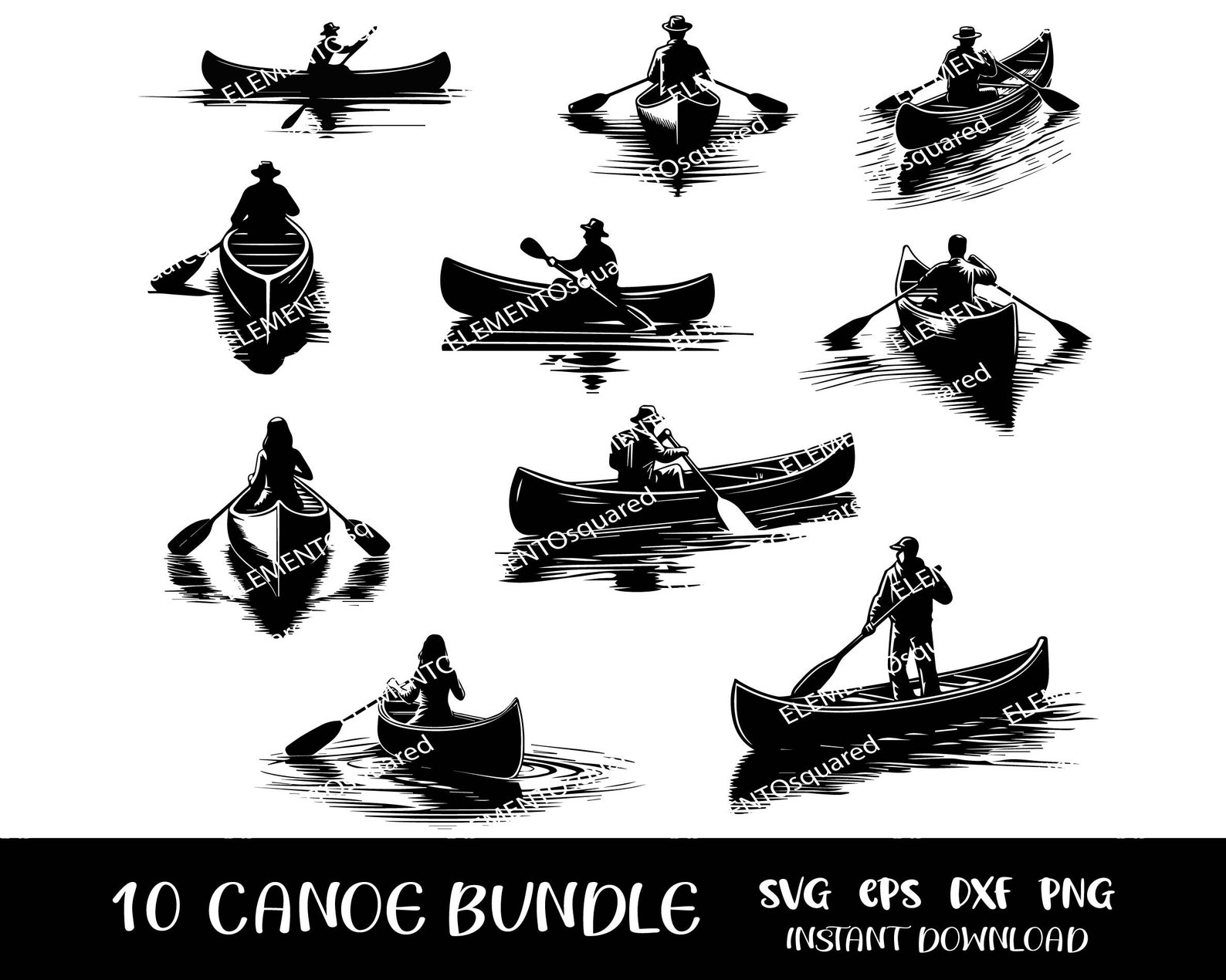 CANOE Bundle SVG, Png, Eps, Dxf, Adventure Svg Canoe Silhouette Png ...