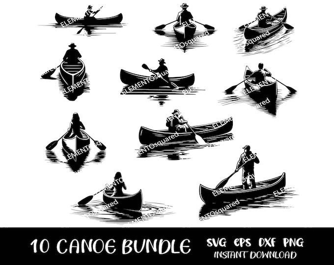Canoeing Svg & PNG Files, Canoe Clipart Silhouette Vector Image ...