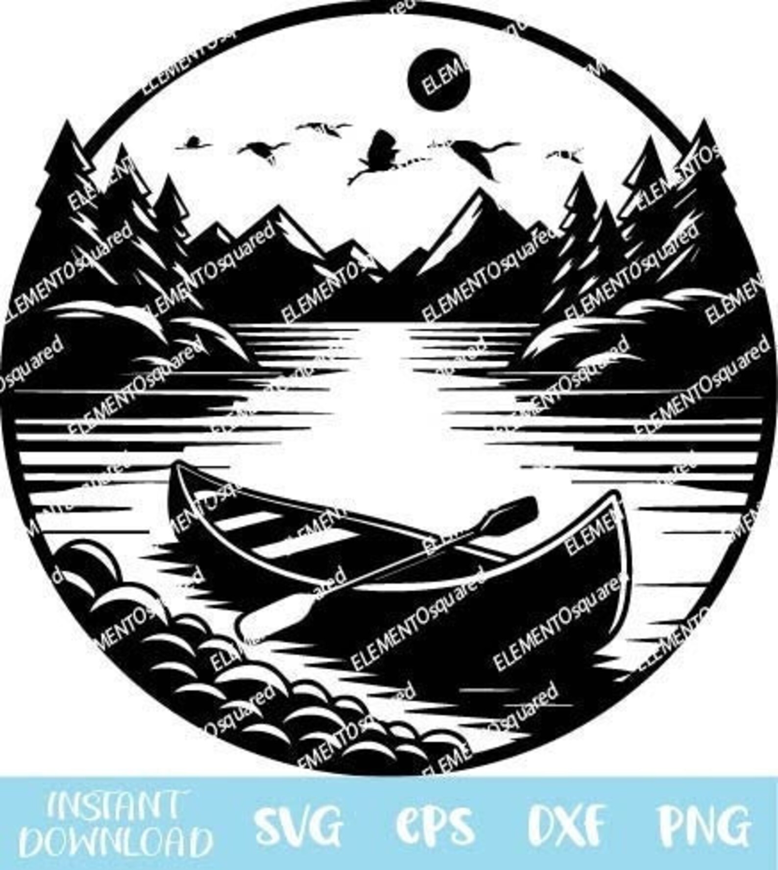 LAKE Scene SVG, Lake Scene Eps, Lake Scene Png, Lake Scene Dxf, CANOE ...