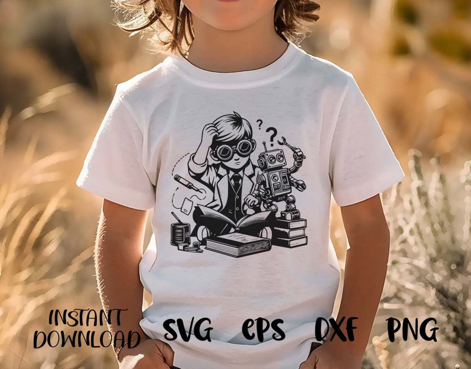 Kid SCIENTIST With Robot Svg, Scientist Silhouettes, ROBOT Clipart, Boy ...
