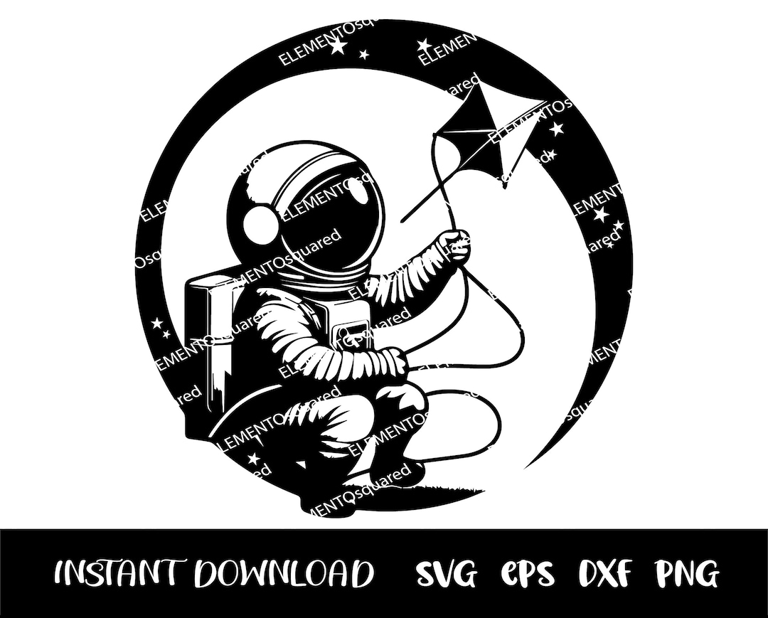 A Small Boy ASTRONAUT Flying a Kite Svg Astronaut Silhouettes, SPACE ...