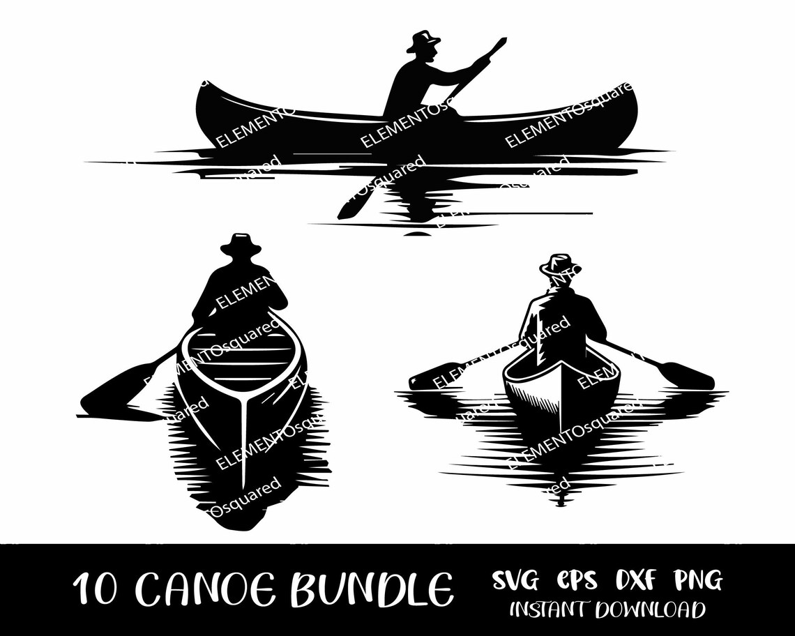 CANOE Bundle SVG, Png, Eps, Dxf, Adventure Svg Canoe Silhouette Png ...
