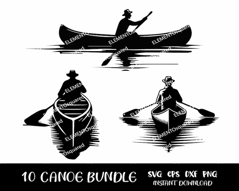 CANOE Bundle SVG, Png, Eps, Dxf, Adventure Svg Canoe Silhouette Png ...