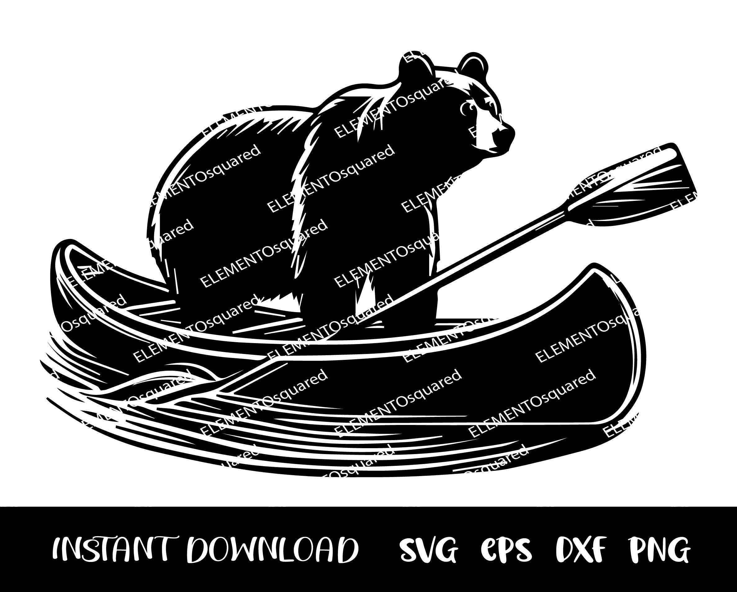 Bear on a CANOE Svg, Bear Png, Lake Scene Dxf, Camper RV Bear EPS ...