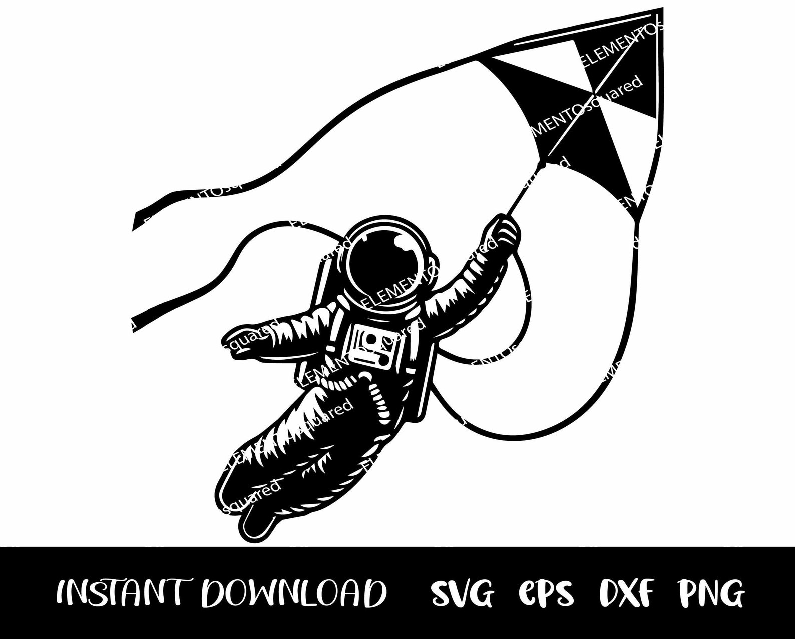 A Small Boy ASTRONAUT Flying a Kite Svg Astronaut Silhouettes, SPACE ...
