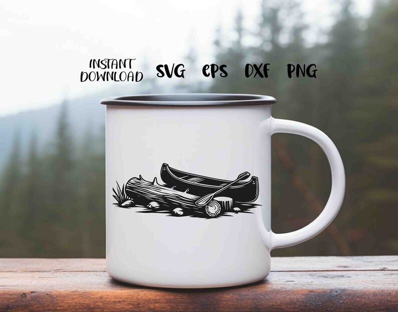 CANOE With Log Clipart SVG, Eps, Png, Dxf, Canoeing Silhouette, Canoe ...