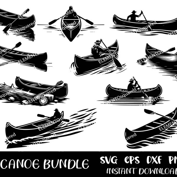 CANOE Bundle SVG, Png, Eps, Dxf, Adventure Svg Canoe Silhouette Png ...