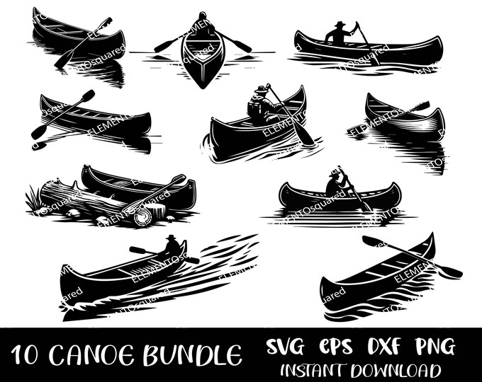 Canoeing Svg & PNG Files, Canoe Clipart Silhouette Vector Image ...