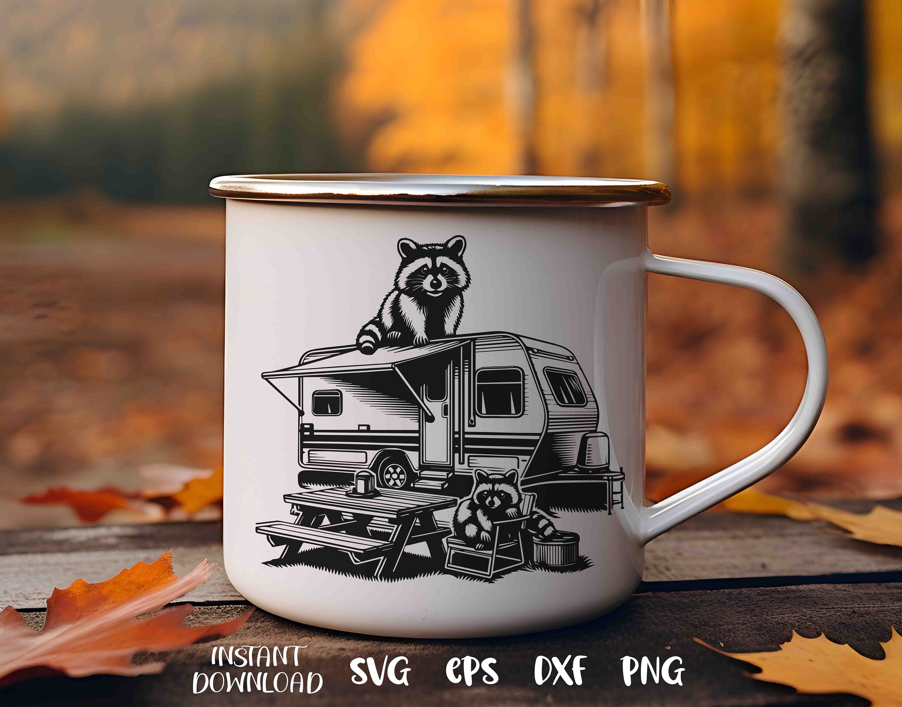 Racoon on CAMPER Svg, Eps, Dxf, Png, Woodland Animals SVG, Raccoon T ...