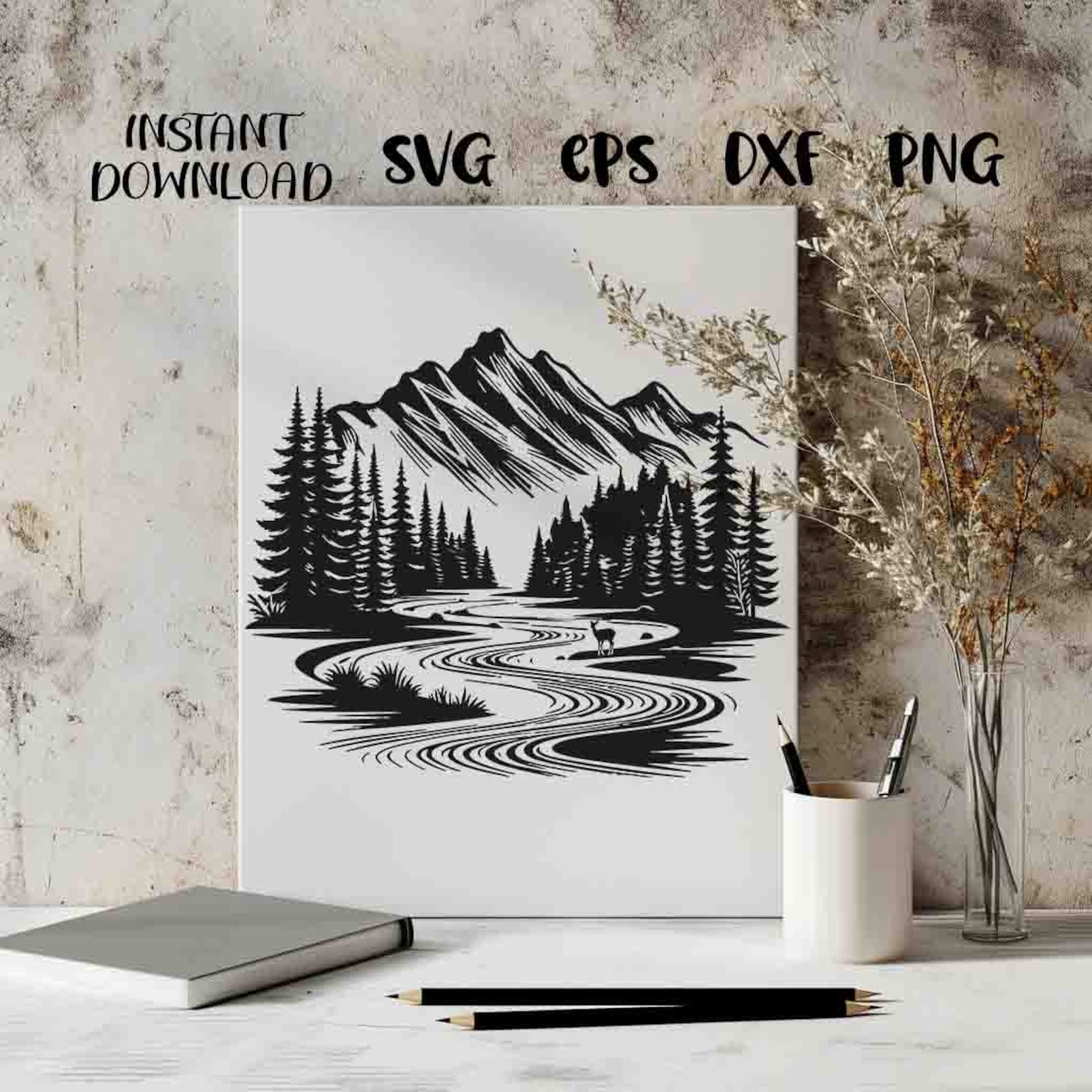 LAKE Scene SVG, Lake Scene Eps, Lake Scene Png, Lake Scene Dxf, CANOE ...