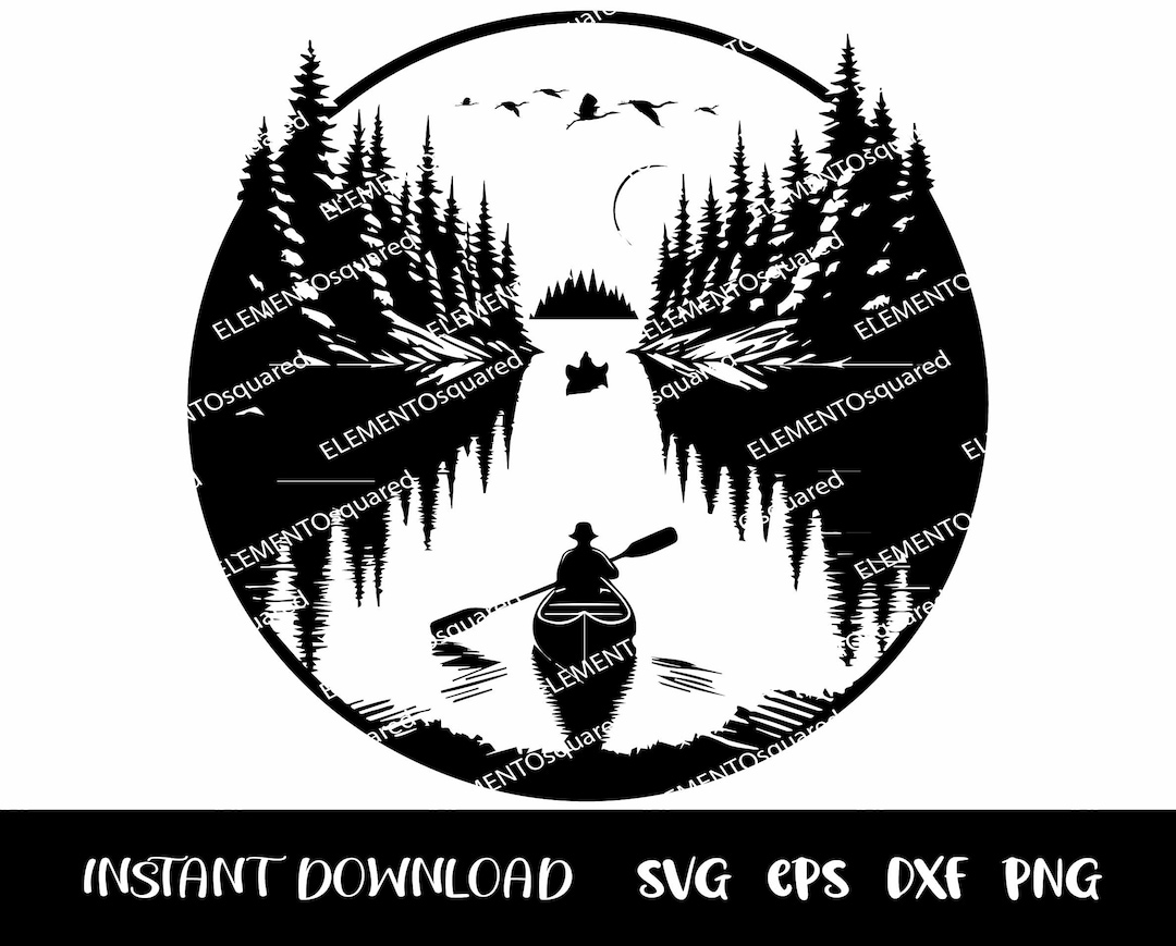 LAKE Scene Svg, CANOEING Lake Scene Eps, Lake Scene Png, Lake Scene Dxf ...