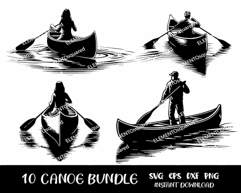 CANOE Bundle SVG, Png, Eps, Dxf, Adventure Svg Canoe Silhouette Png ...