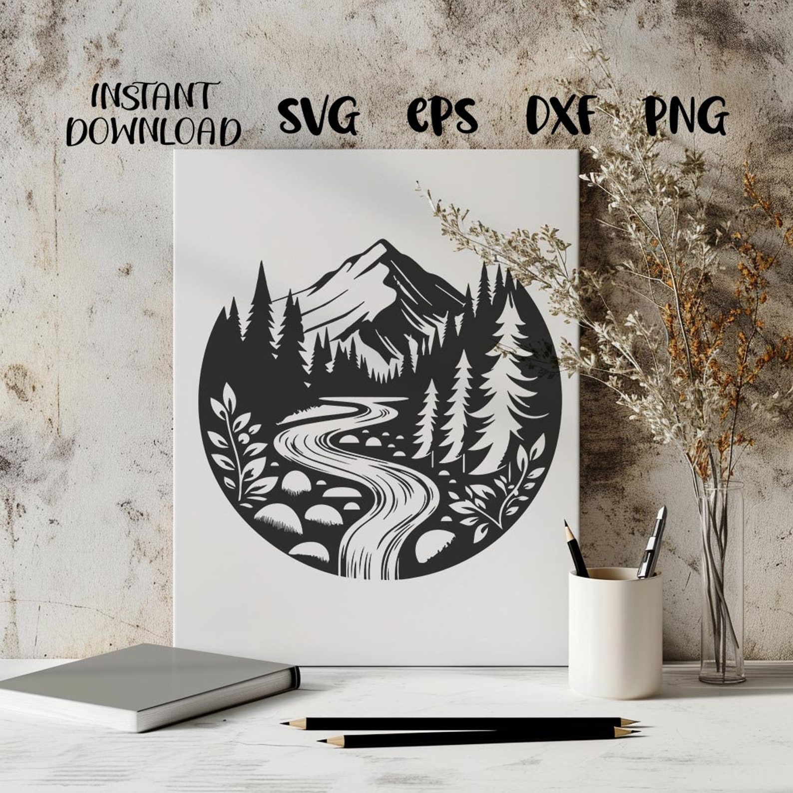 LAKE Scene SVG, Lake Scene Eps, Lake Scene Png, Lake Scene Dxf, CANOE ...