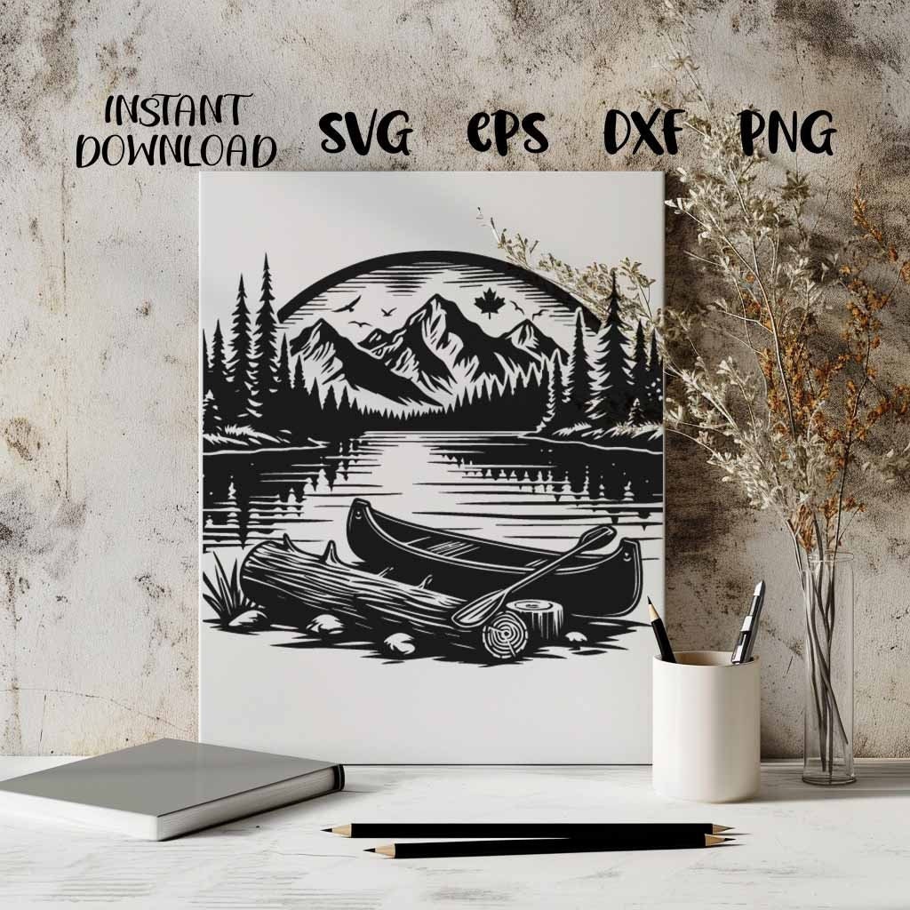 LAKE Scene SVG, Lake Scene Eps, Lake Scene Png, Lake Scene Dxf, CANOE ...