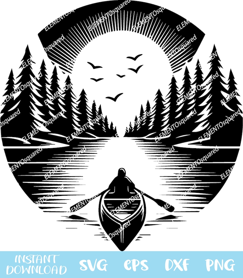 LAKE Scene SVG, Lake Scene Eps, Lake Scene Png, Lake Scene Dxf, CANOE ...